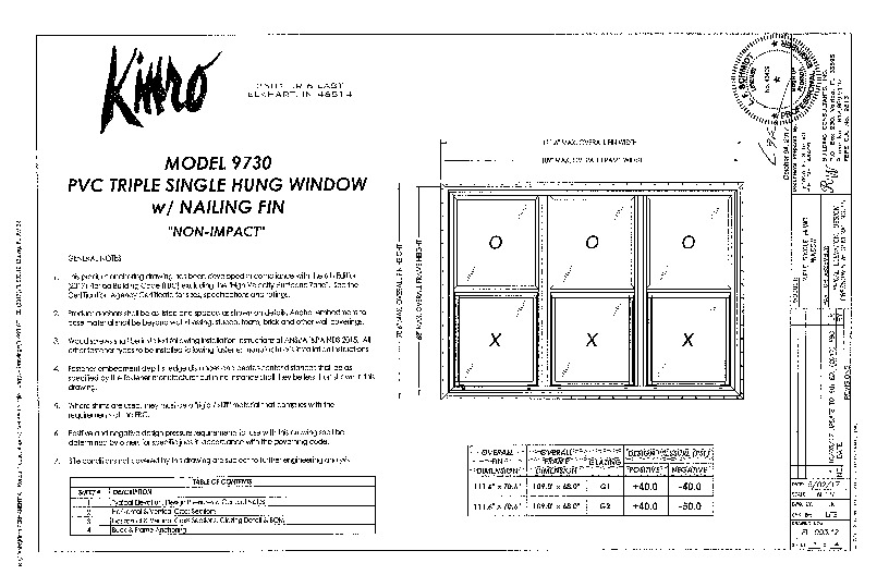 FL993.12-R16 - Extruded PVC Integral Mulled Triple Single Hung Tilt Window