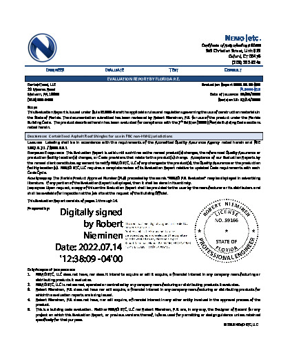 FL5444 - CertainTeed, LLC (Roofing)