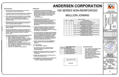FL15922.1-R7 - 100 Series Non-Reinforced Mullion Joining