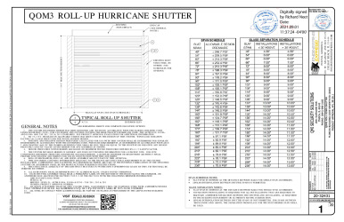 FL39156.1-R1 - QOM3 Roll-Up Hurricane Shutter - End Retention Shutter with