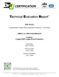 DRJ-1412-01 - FastenMaster® LedgerLOK® Ledger Board Fasteners