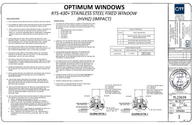 FL22639.1-R3 - RTS-430+ Stainless Steel Fixed Window (HVHZ) (Impact)