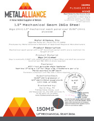FL31653.3-R3 - 150MS 1.5" mechanical seam panel from 26ga (min) on