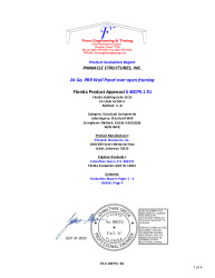 FL40079.1-R1 - 24 Ga. PBR Wall Panel over Open Framing