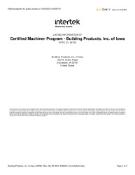 ITK-36789 - Certified Machiner Program - Building Products, Inc. of Iowa