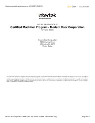 ITK-38385 - Certified Machiner Program - Modern Door Corporation
