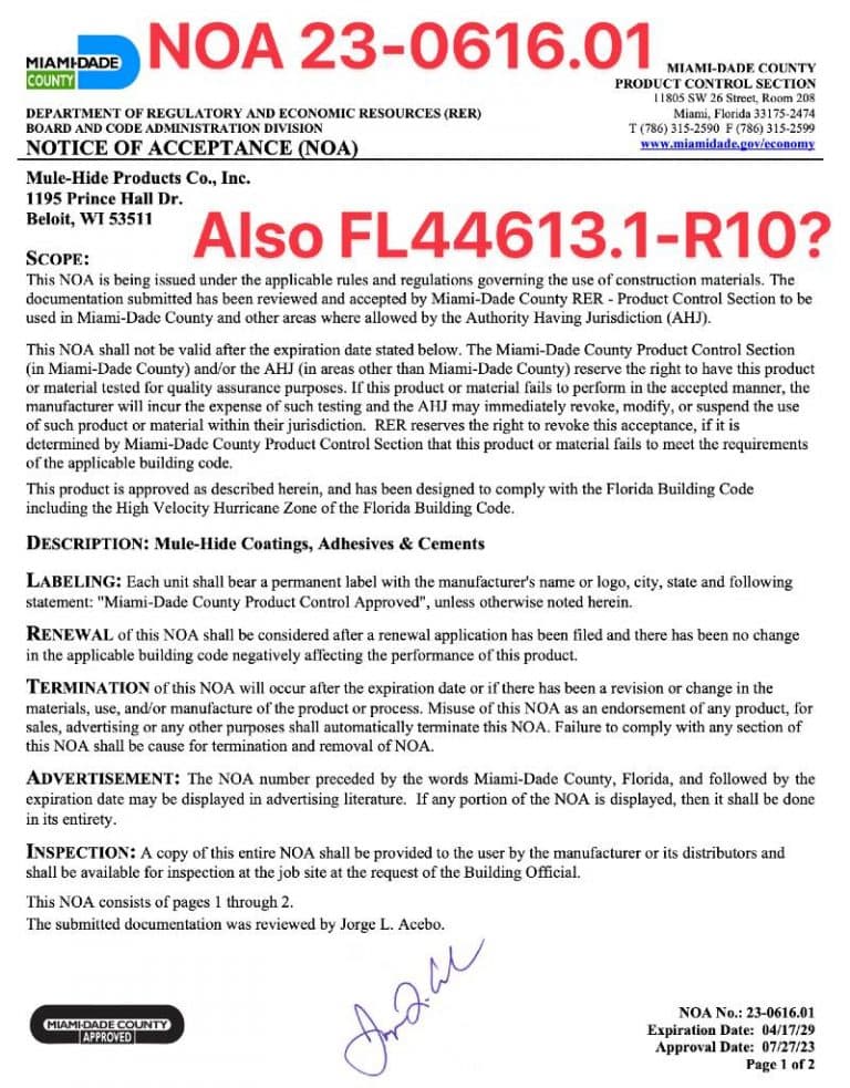 Why do I see a Miami-Dade NOA in the Florida Product Approval System ...