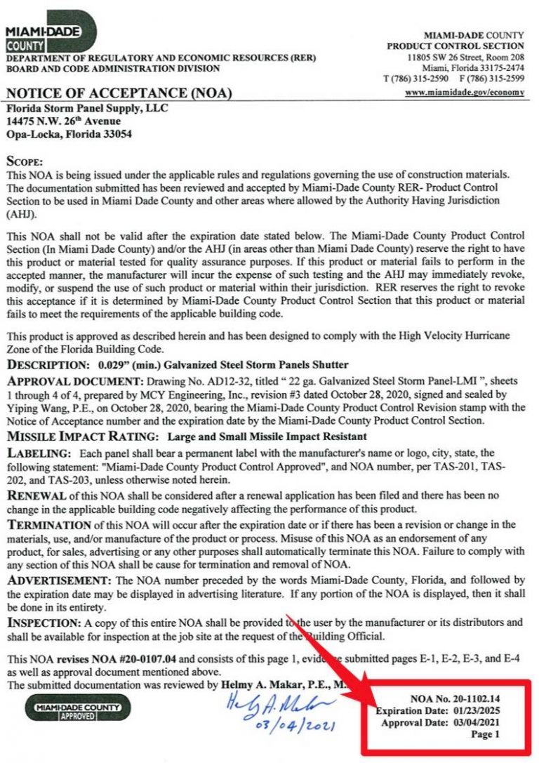 What is the Miami Dade NOA Expiration Date For And How Is It Used In ...